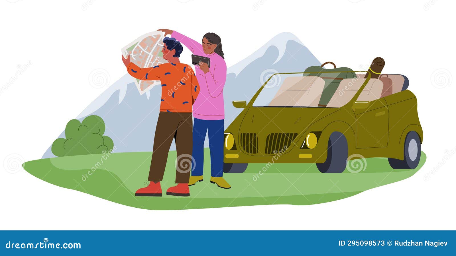 People At Summer Camping Vector Concept Stock Illustration
