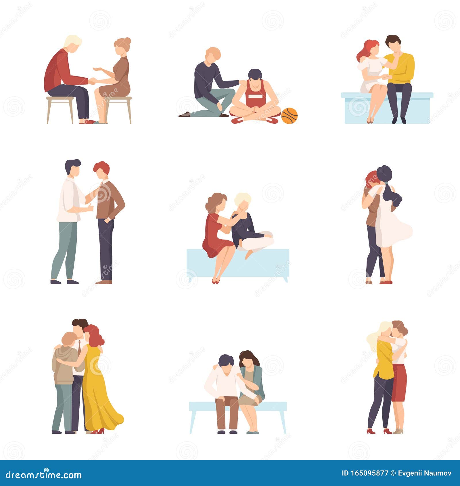 People Supporting, Comforting, Caring About Friends, Kids With Sympathy ...