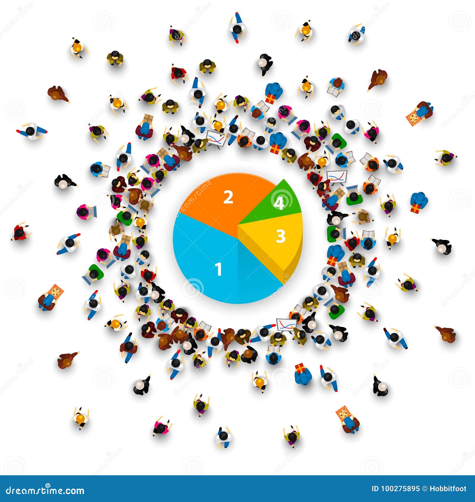 People Surround The Pie Chart. Cartoon Vector | CartoonDealer.com ...