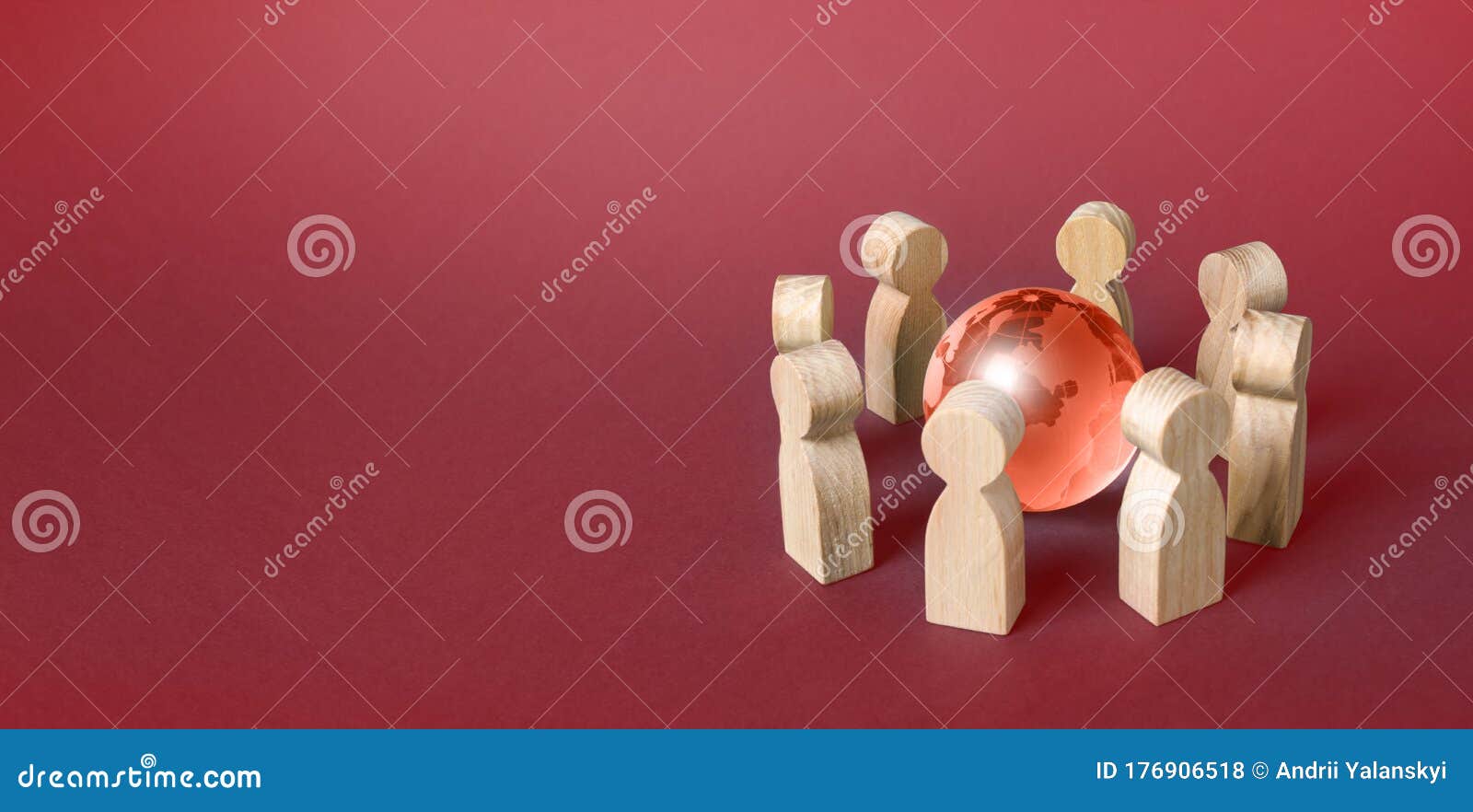 People Surround A Blue Earth Globe. Cooperation And Collaboration ...