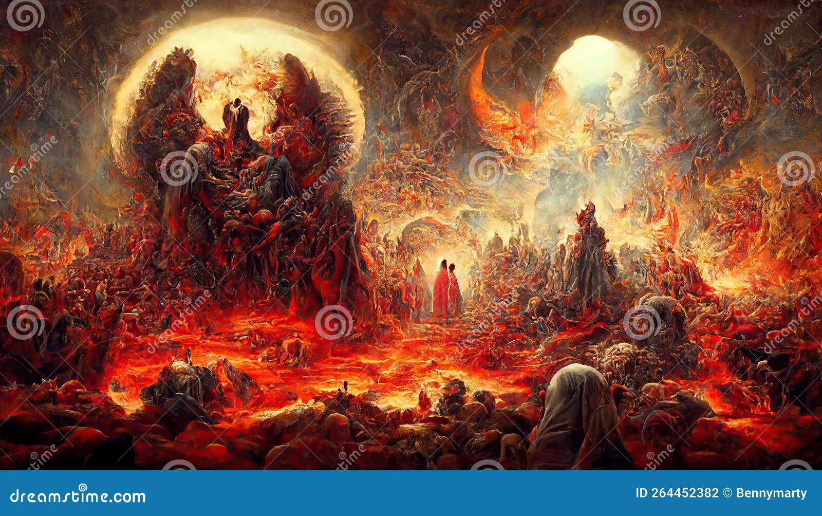 People Surrounded by Flames of Hell Stock Illustration - Illustration ...