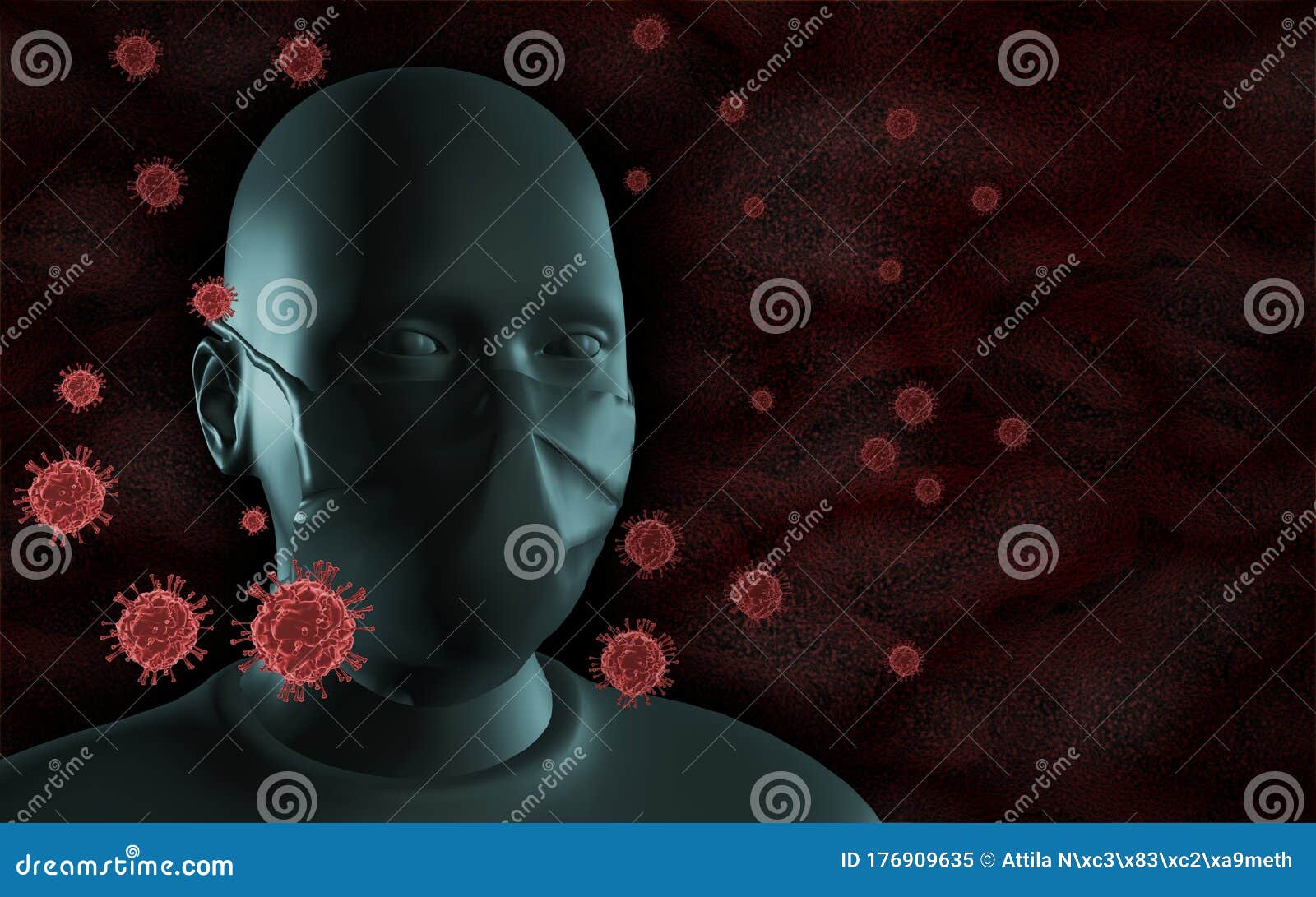 A People Surrounded by Red Viruses. Stock Illustration - Illustration ...