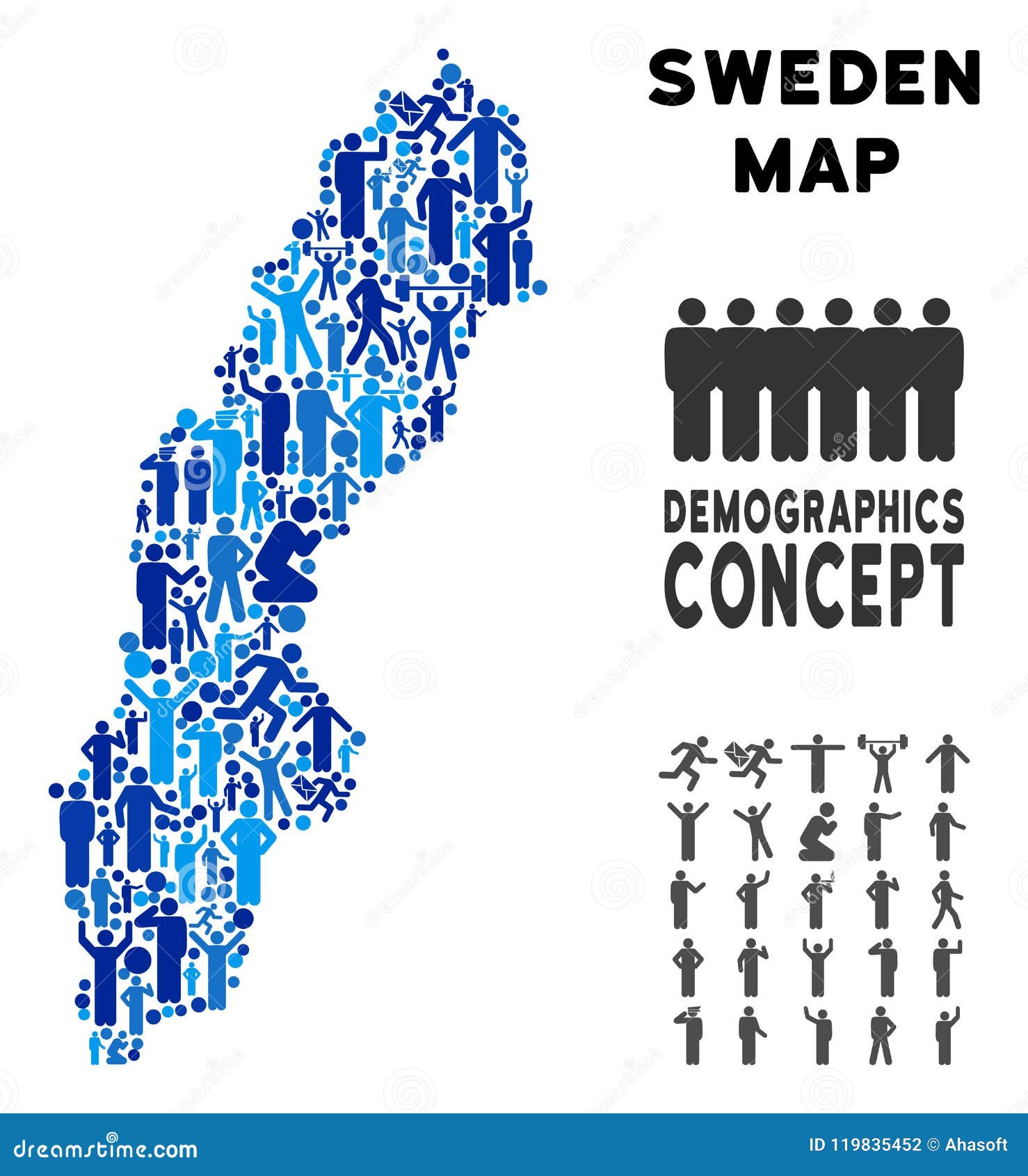 People Sweden Map stock vector. Illustration of demographic - 119835452