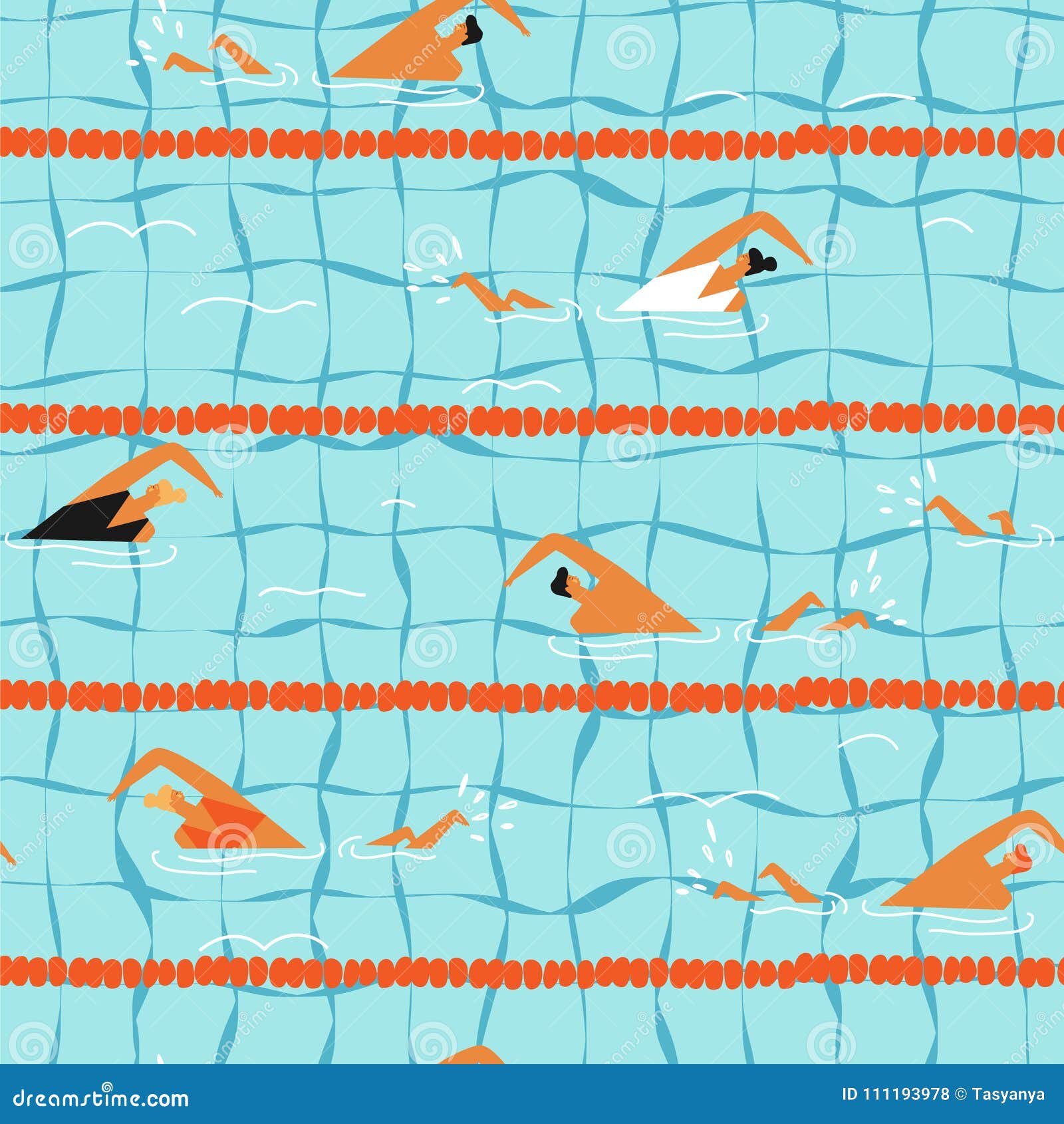 People Swim in the Swimming Pool Seamless Pattern. Stock Vector ...
