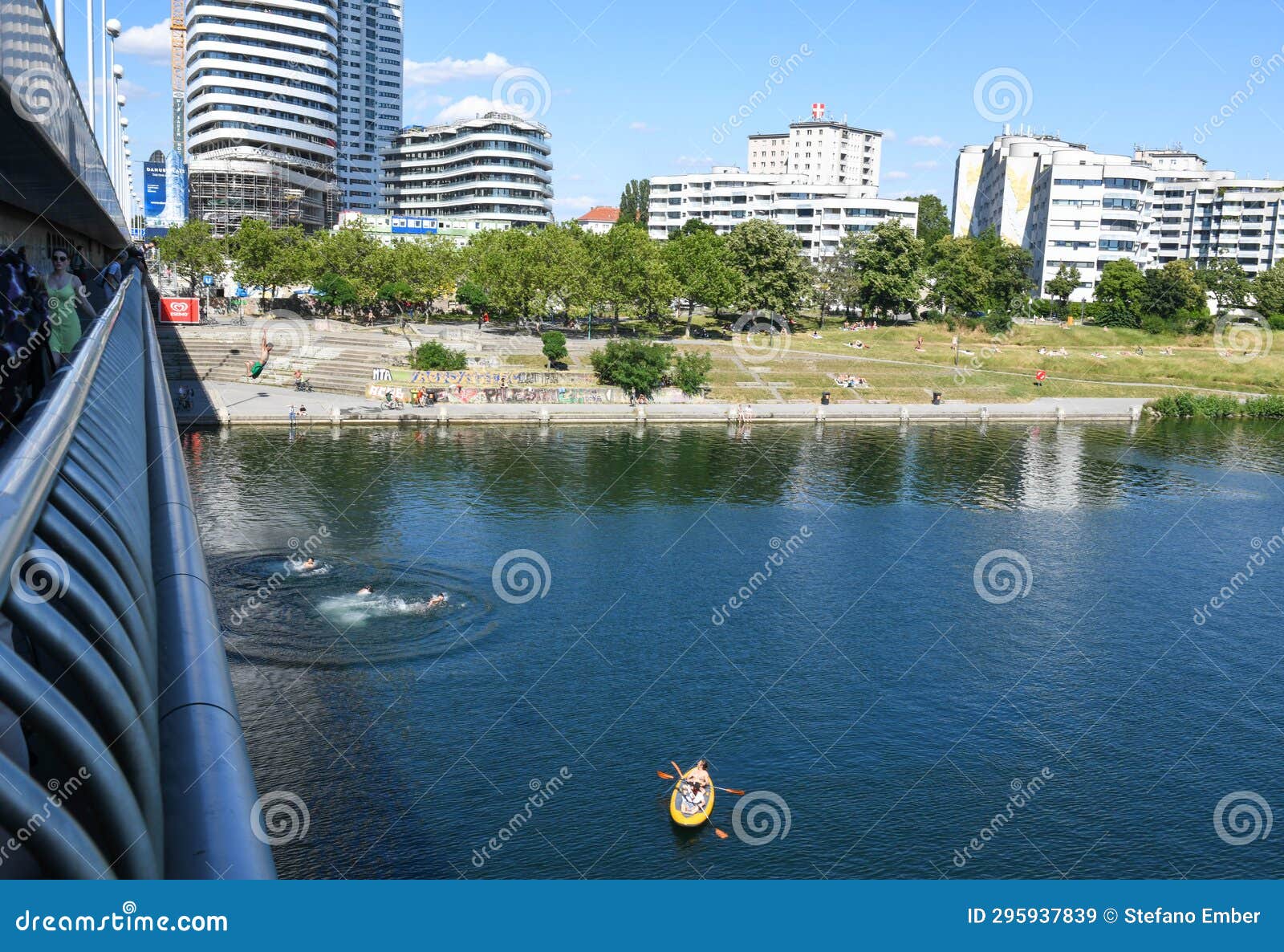 People Swimming on River Danube at Vienna on Austria Editorial Stock ...