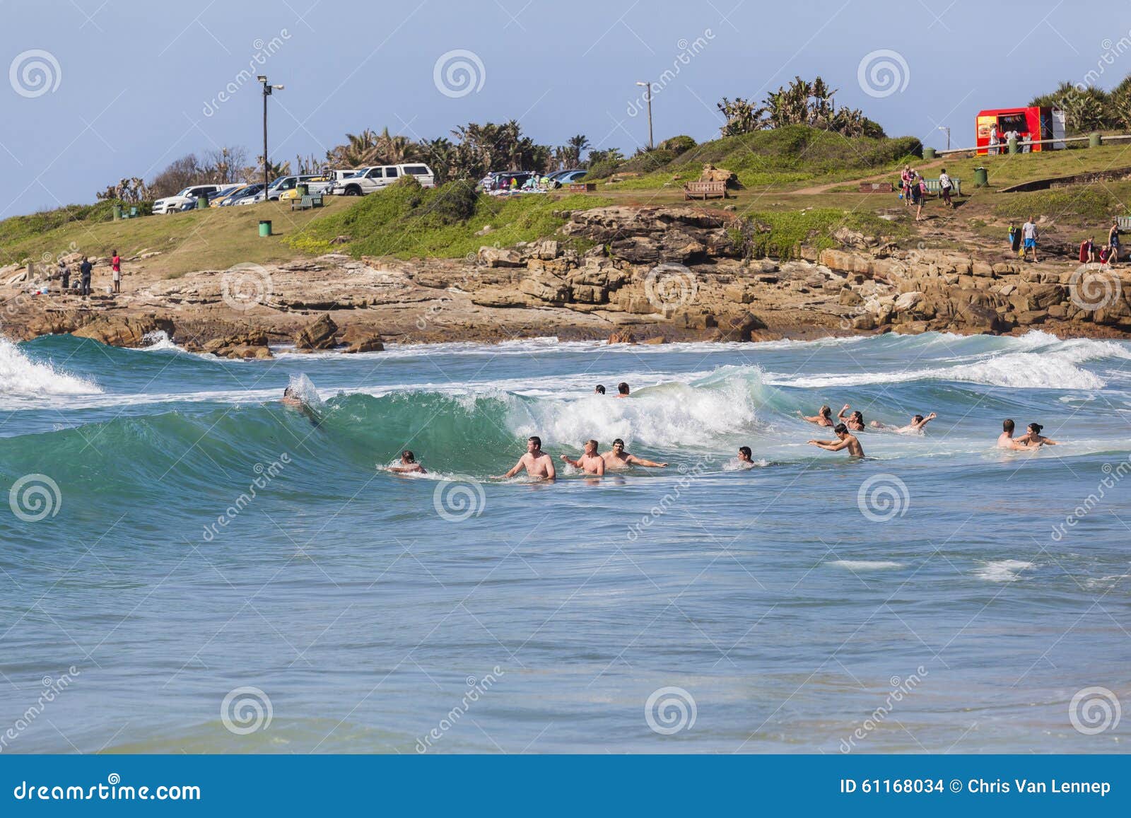 People Swimming Waves editorial stock image. Image of uvongo - 61168034
