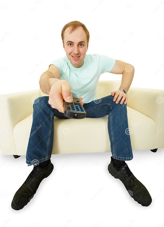 People Switch Channels on TV Using Remote Control Stock Photo - Image ...