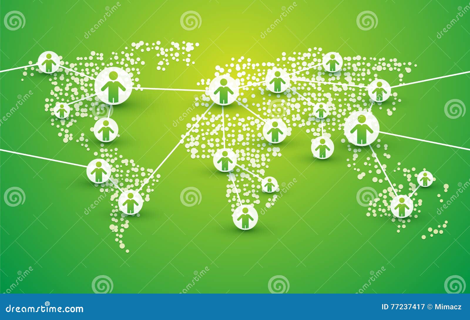 People Symbol Connection on Green World Map Stock Illustration ...