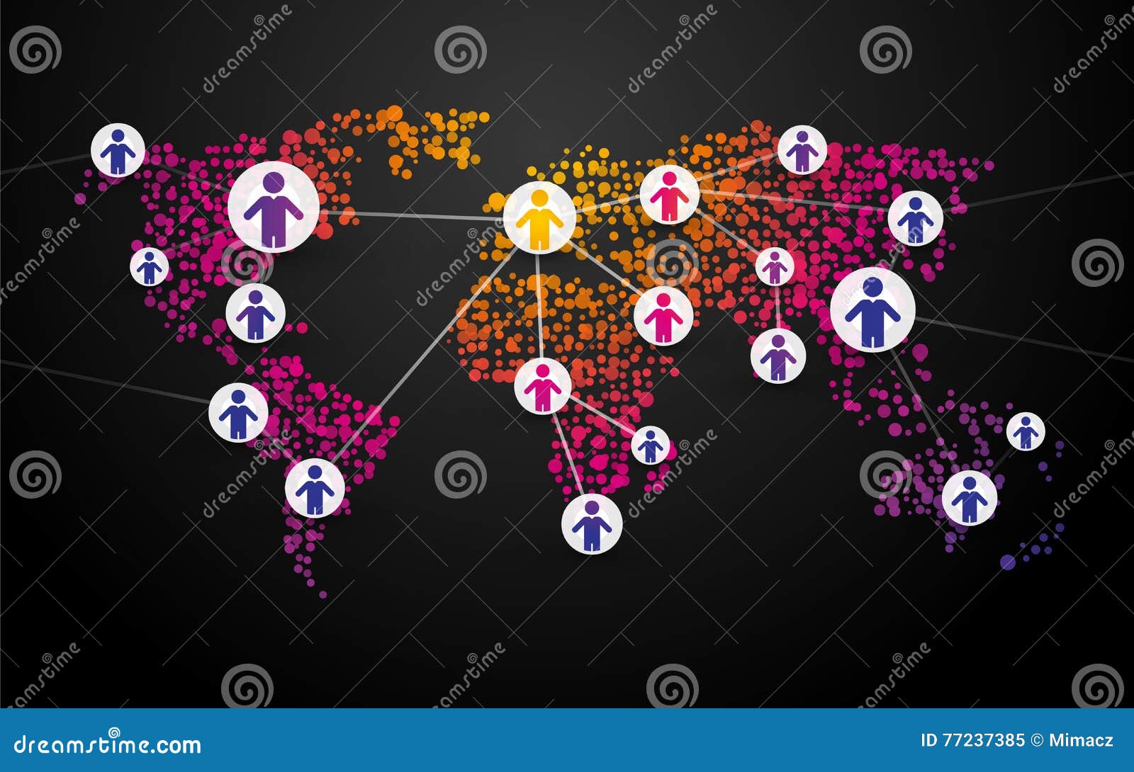 People Symbol Connection on Map of the World Stock Vector ...