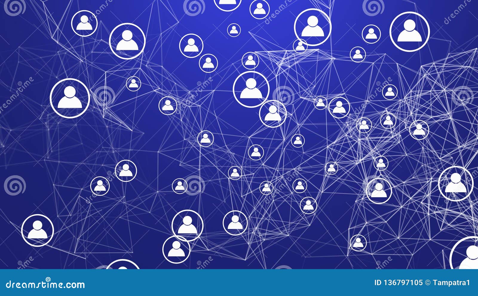 People Symbol and Network Connection Lines on Blue Background in Social ...
