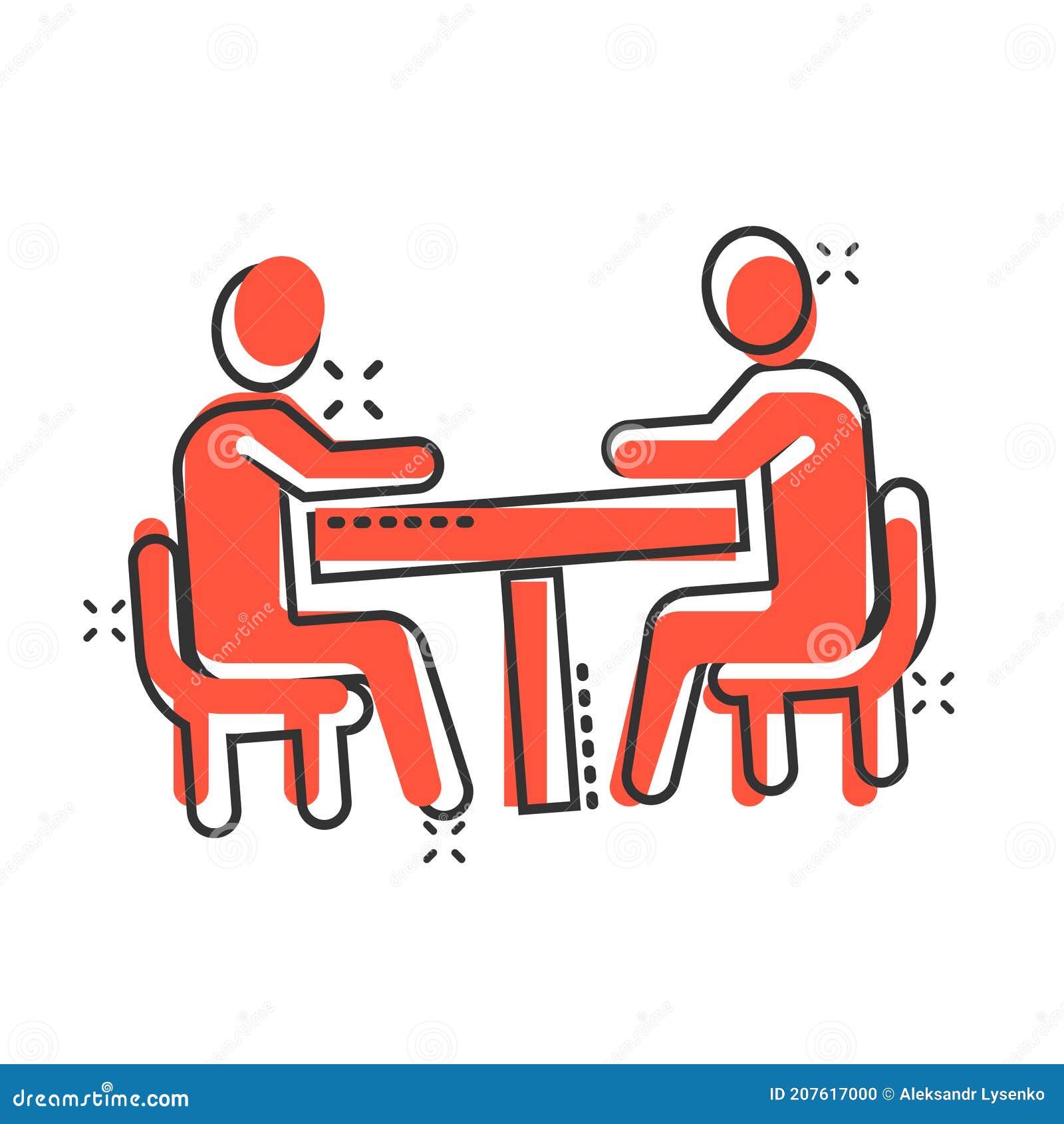 People with Table Icon in Comic Style. Teamwork Conference Cartoon ...