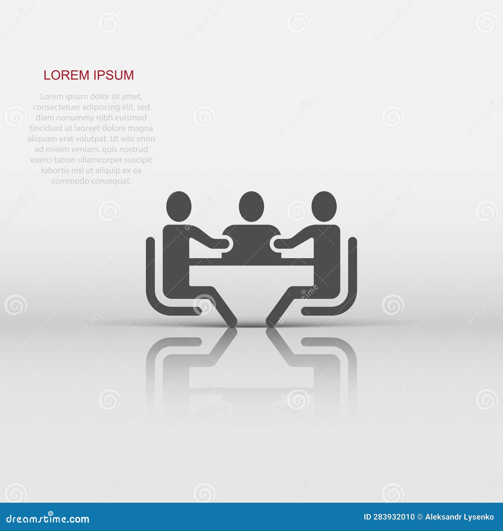 People with Table Icon in Flat Style. Teamwork Conference Vector ...