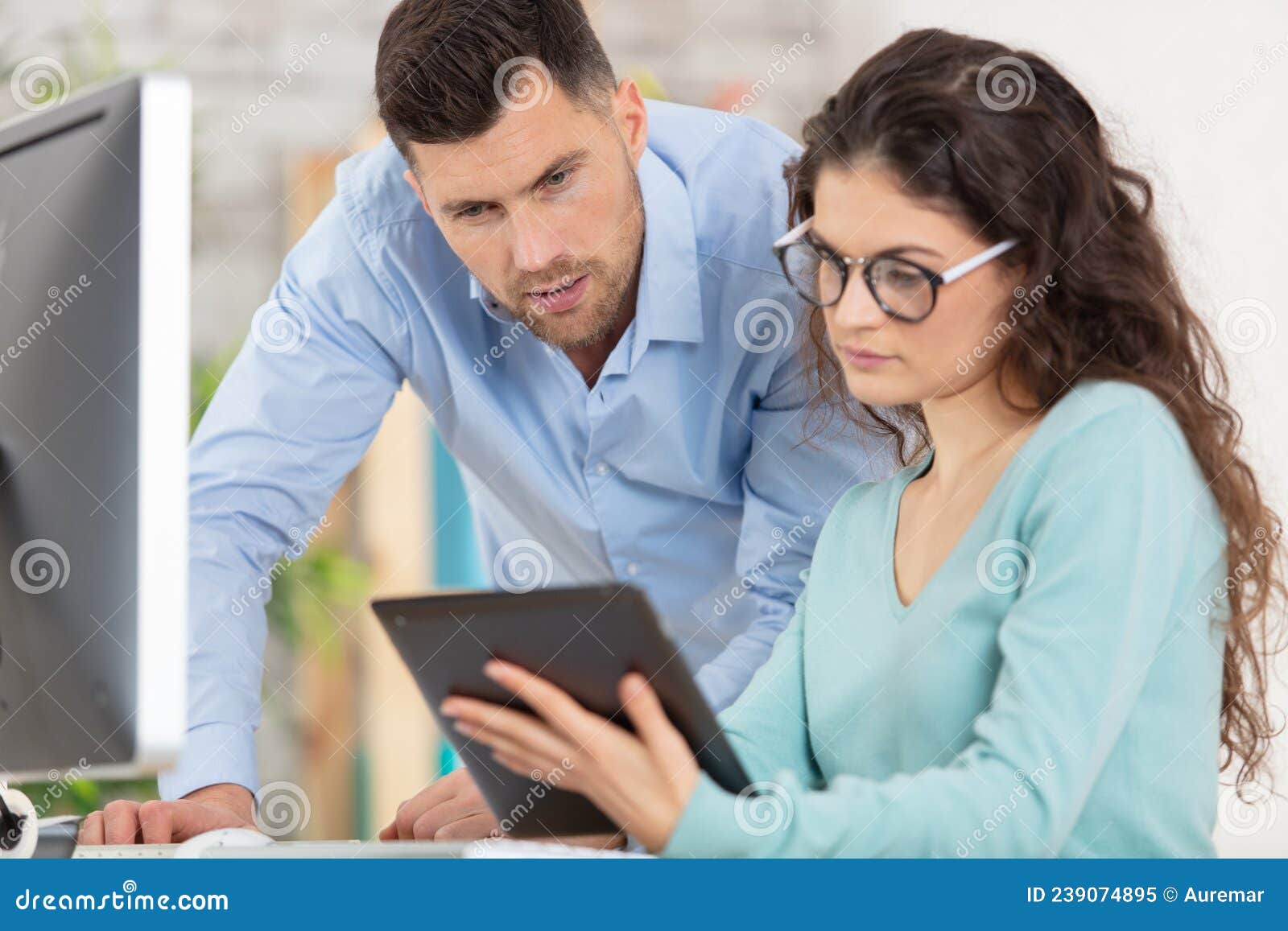 People with Tablet in Office Stock Image - Image of adult ...