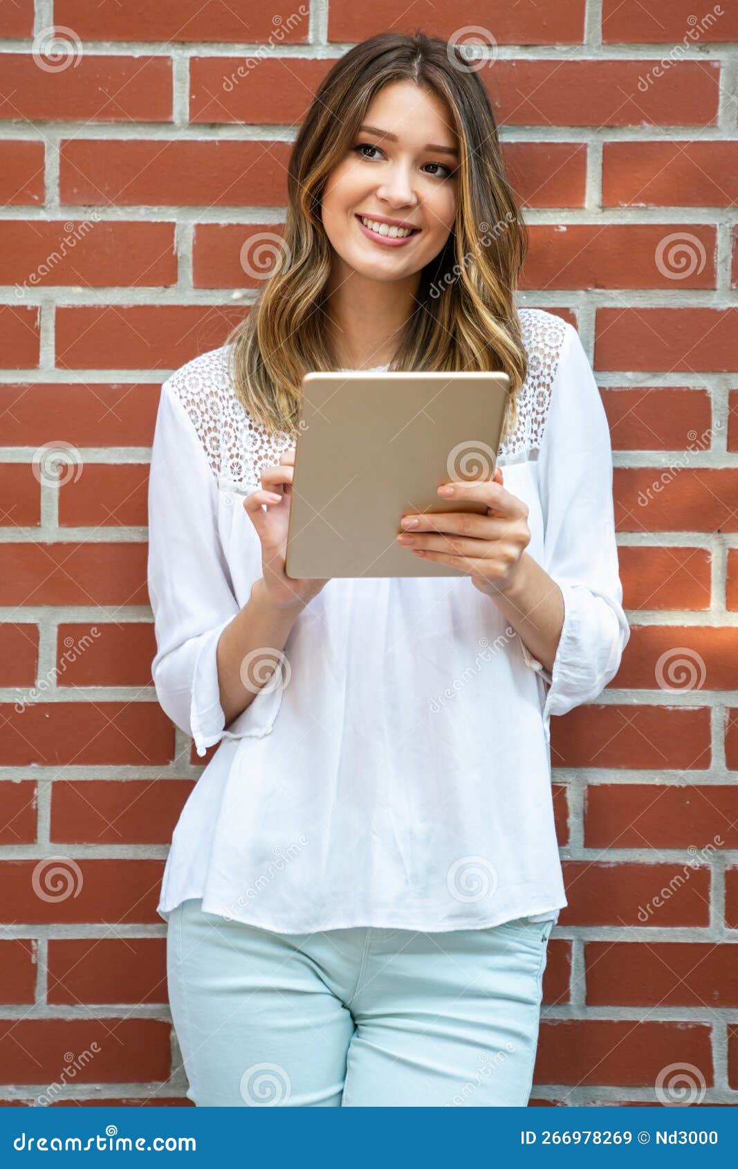 People Tablet Work Connection Technology Concept. Happy Woman Using ...