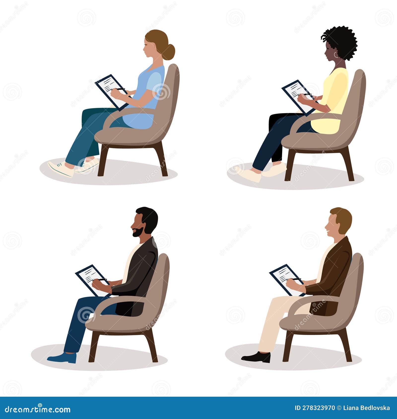 People Take Notes while Sitting in a Chair Stock Vector - Illustration ...