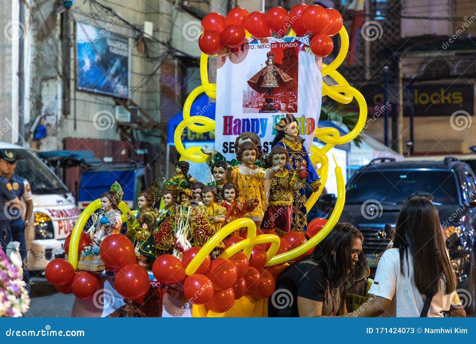 People Taking Part In The Viva Sto Nino Manila Festival Manila Philippines Jan 18 2020