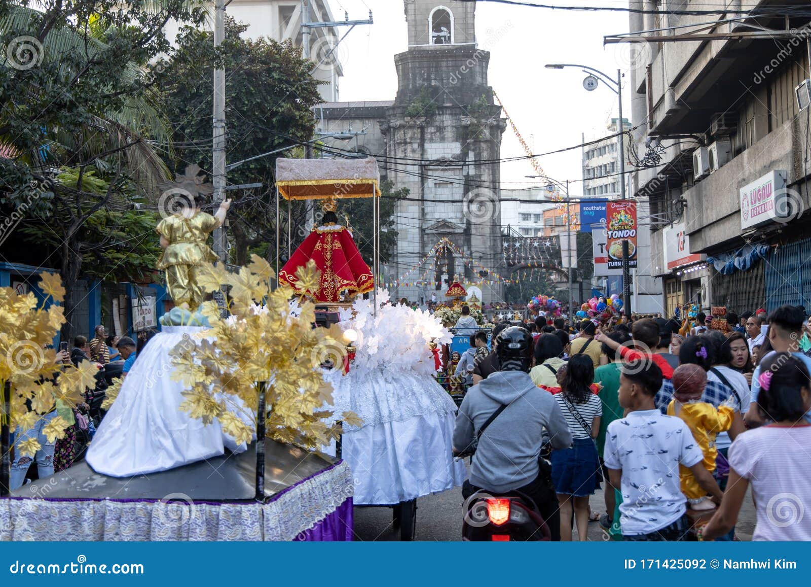 People Taking Part In The Viva Sto Nino Manila Festival Manila