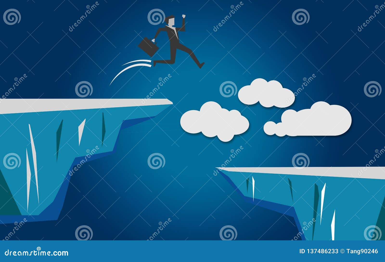 People Taking a Risk and Jumping To the Other Side Stock Illustration ...