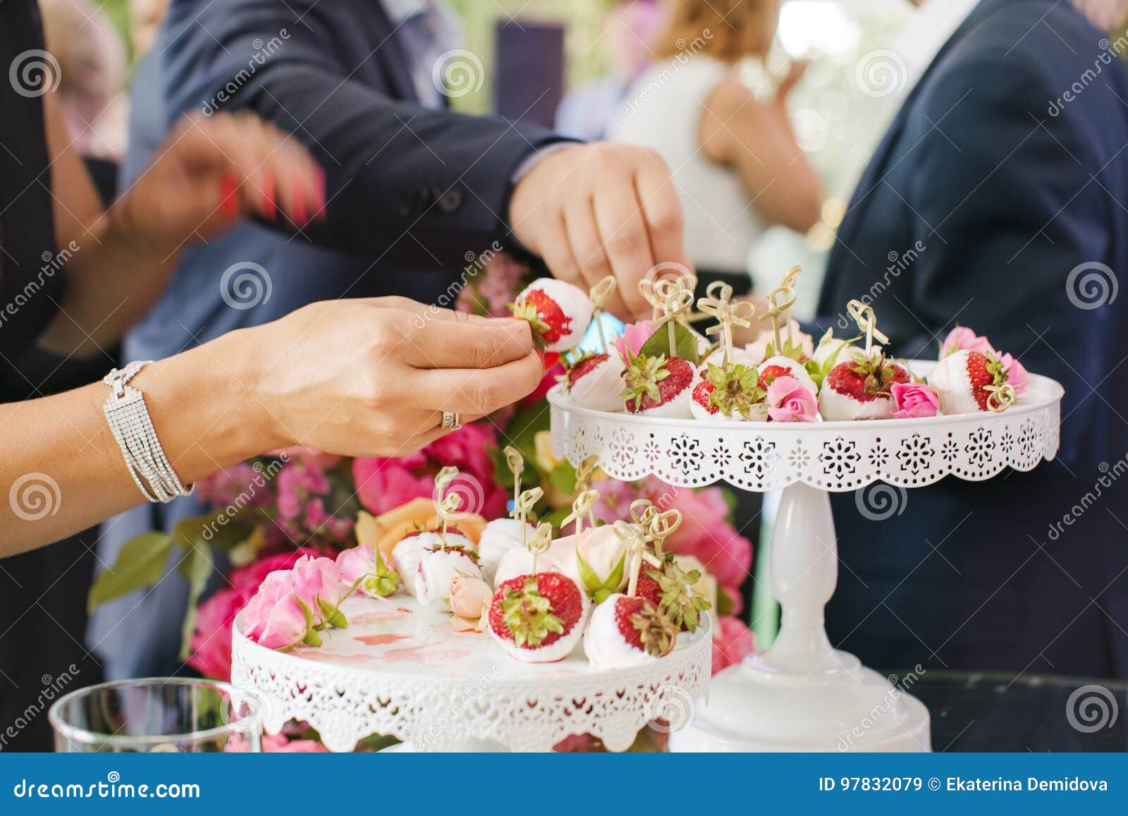 People Taking Sweet Appetizers Stock Image - Image of fruit, faceless ...