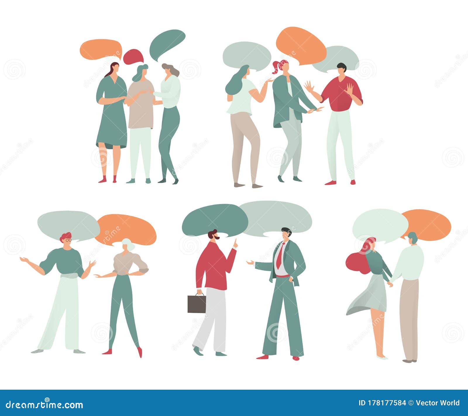 People Talk, Dialogue, Chats, Vector Illustration with Characters and ...