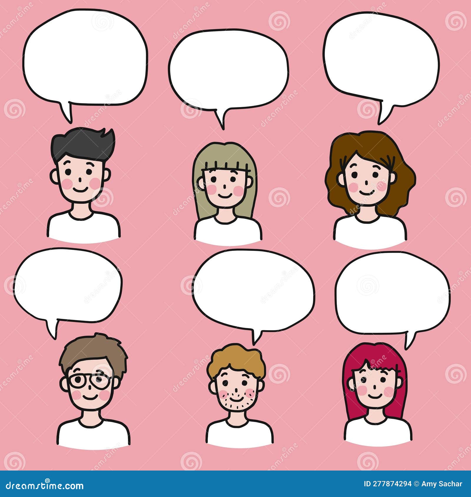 Cute People Speaking Cartoon Illustration Stock Vector - Illustration ...