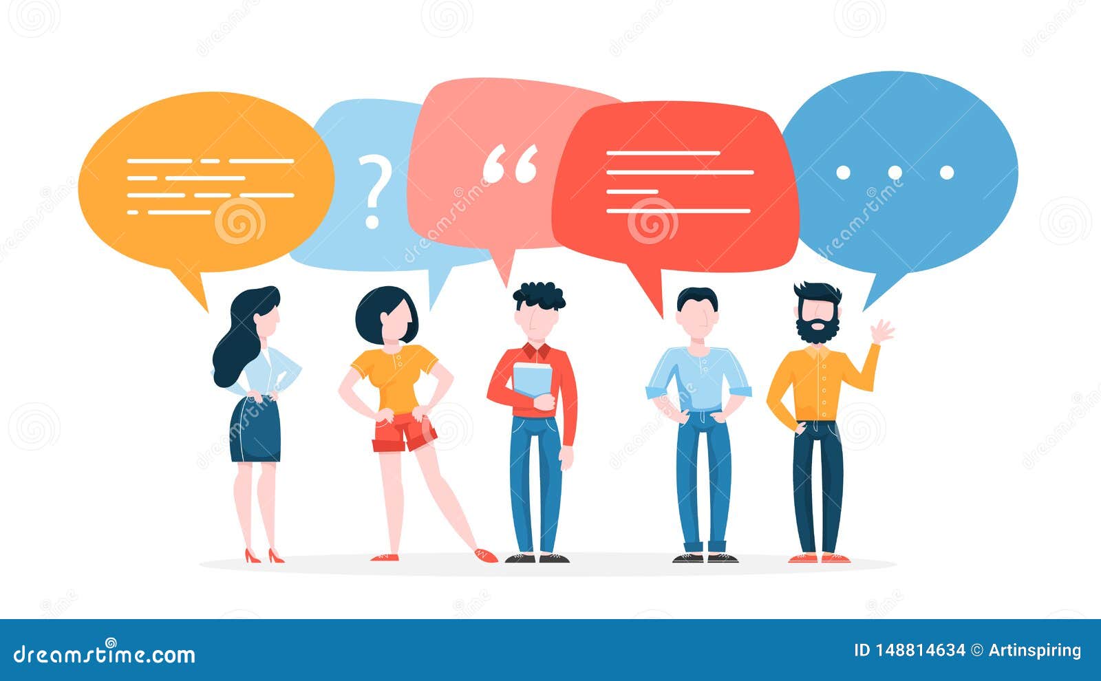 People Talk Using Speech Bubble. Group of Business People Stock Vector ...