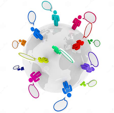People Talking Around the Globe Stock Illustration - Illustration of ...