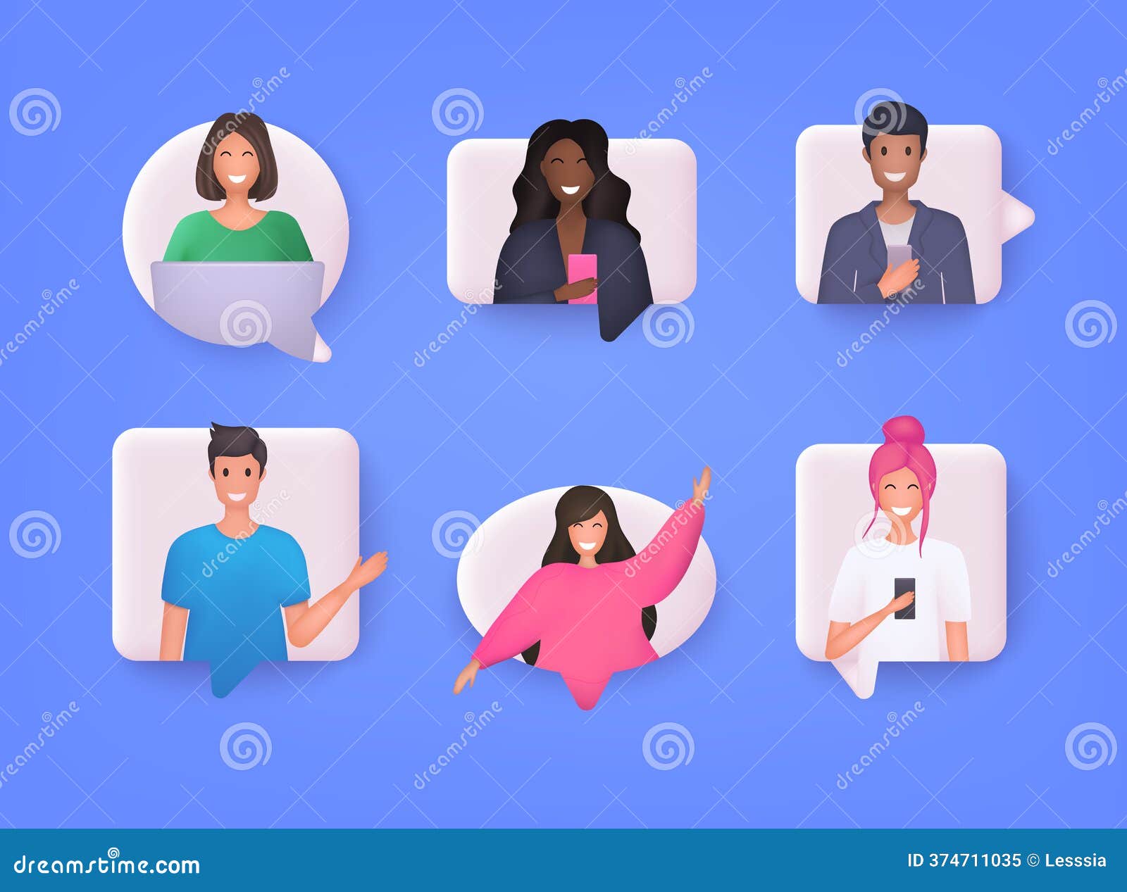 The Concept Of Virtual Communication. The Girl Holds The Phone In Her ...