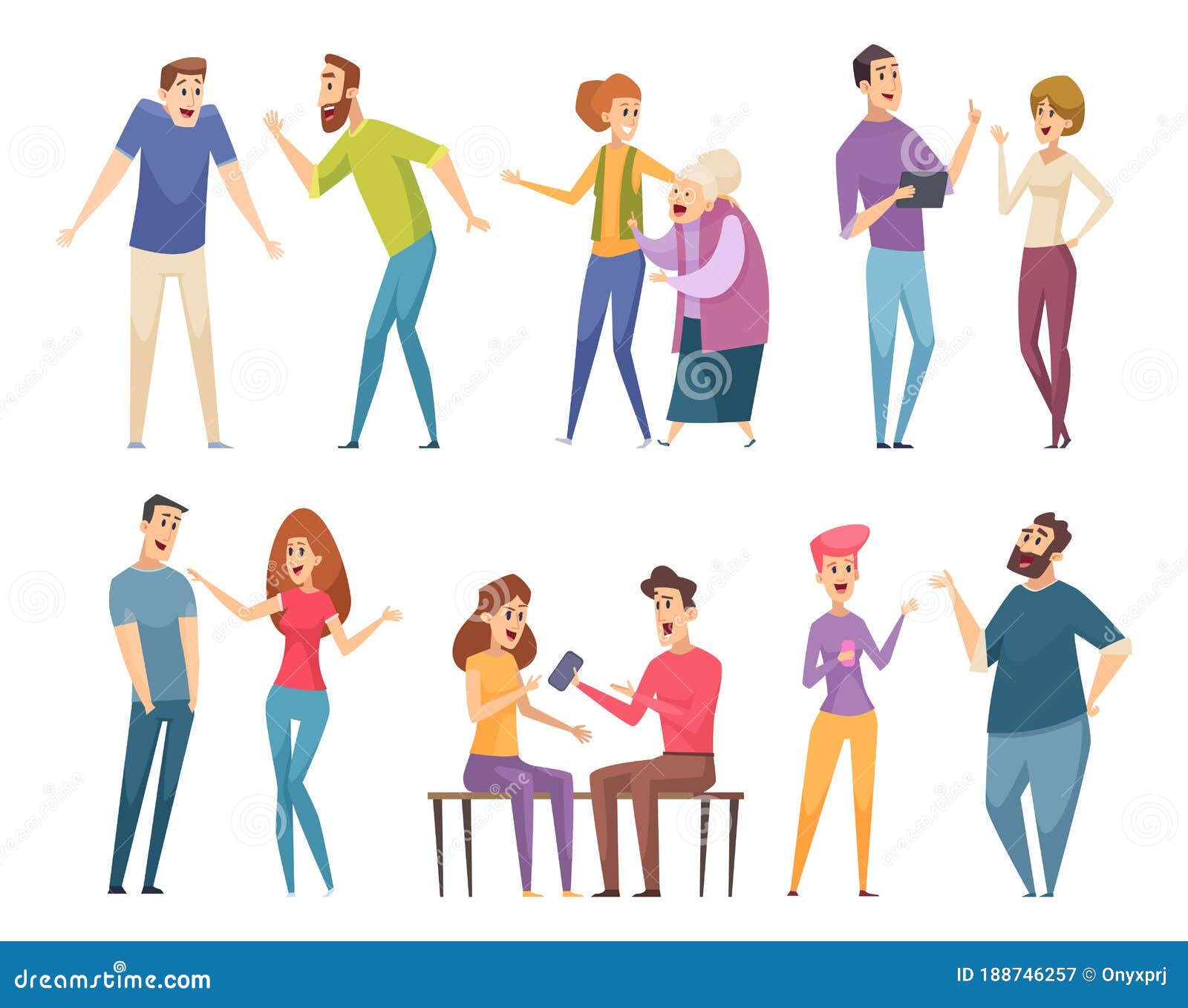 People Talking. Conversation Crowd Communication Characters Persons ...