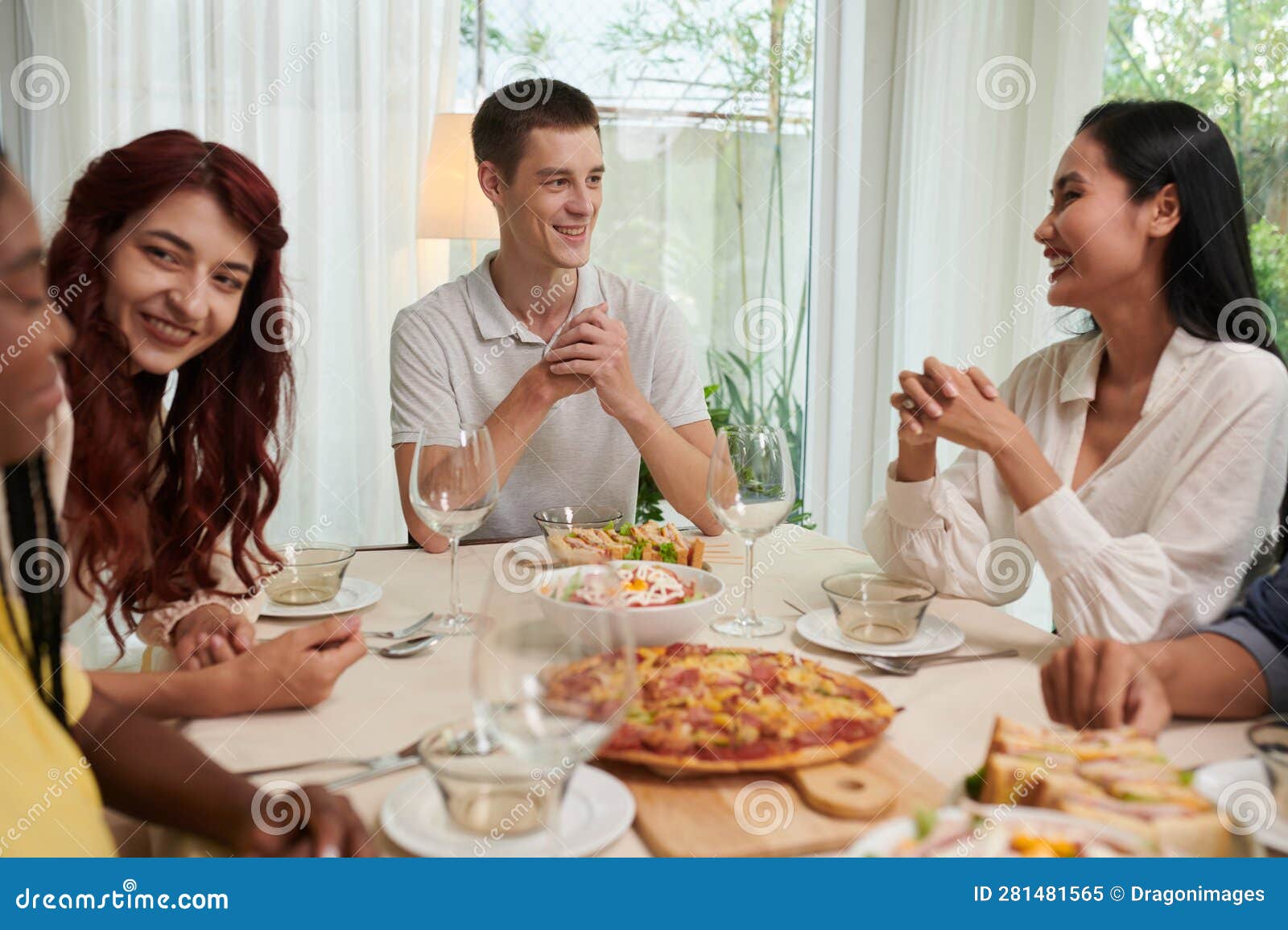 People Talking at Dinner Table Stock Image - Image of friend, smile ...