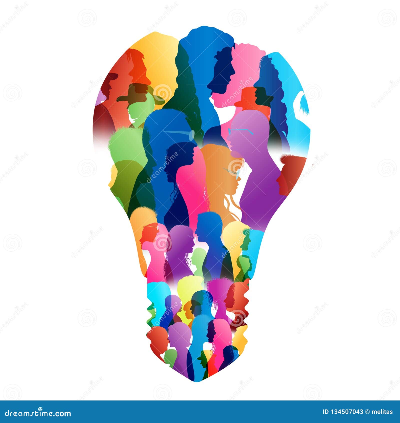 Talking Crowd. Dialogue Between People. Colored Silhouette Profiles ...