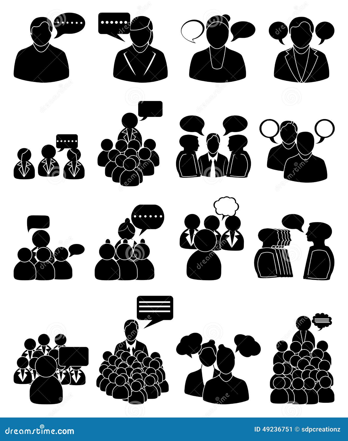 People talking icons set stock vector. Illustration of avatar - 49236751