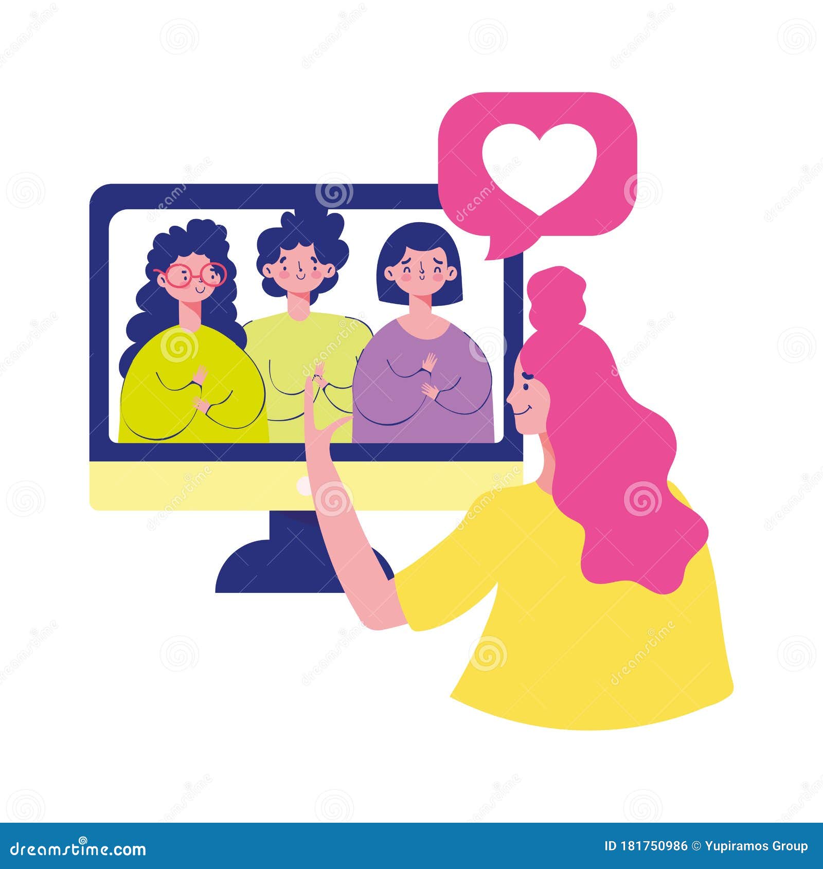 People Talking Meeting Online, Characters Cartoon Virtual Stock Vector ...