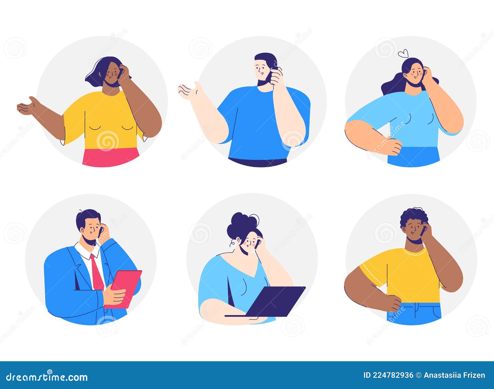 People Talking Phone Set. Differnent Characters Calling by Telephone ...