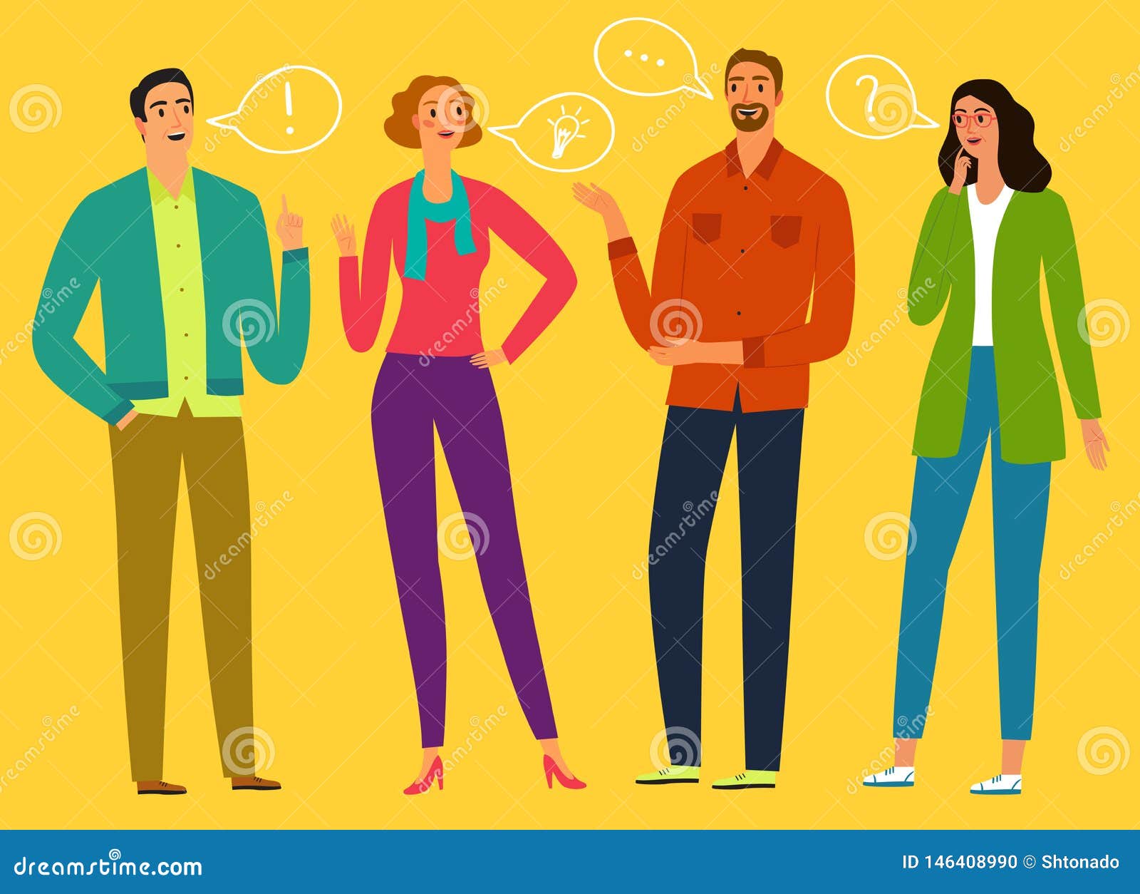 People Talking and Thinking Set Stock Illustration - Illustration of ...