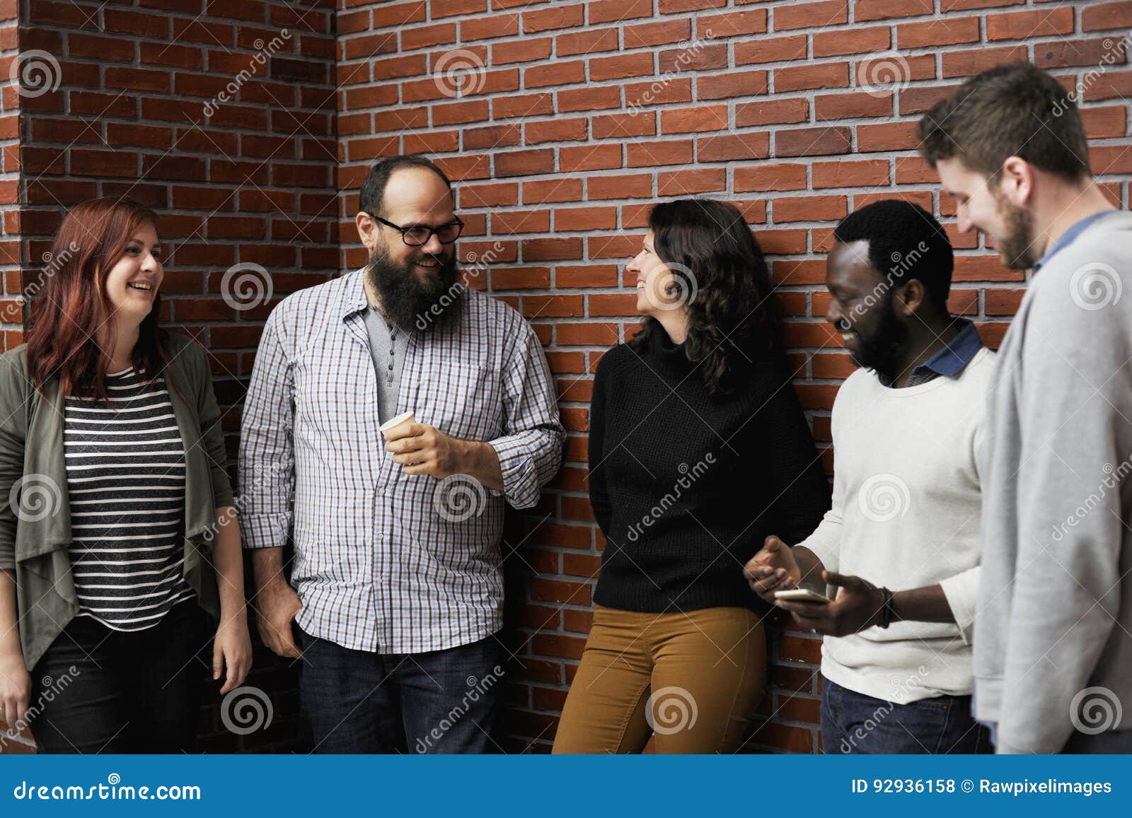 People Talking Together Relax on Hallway during Break Time Stock Photo ...