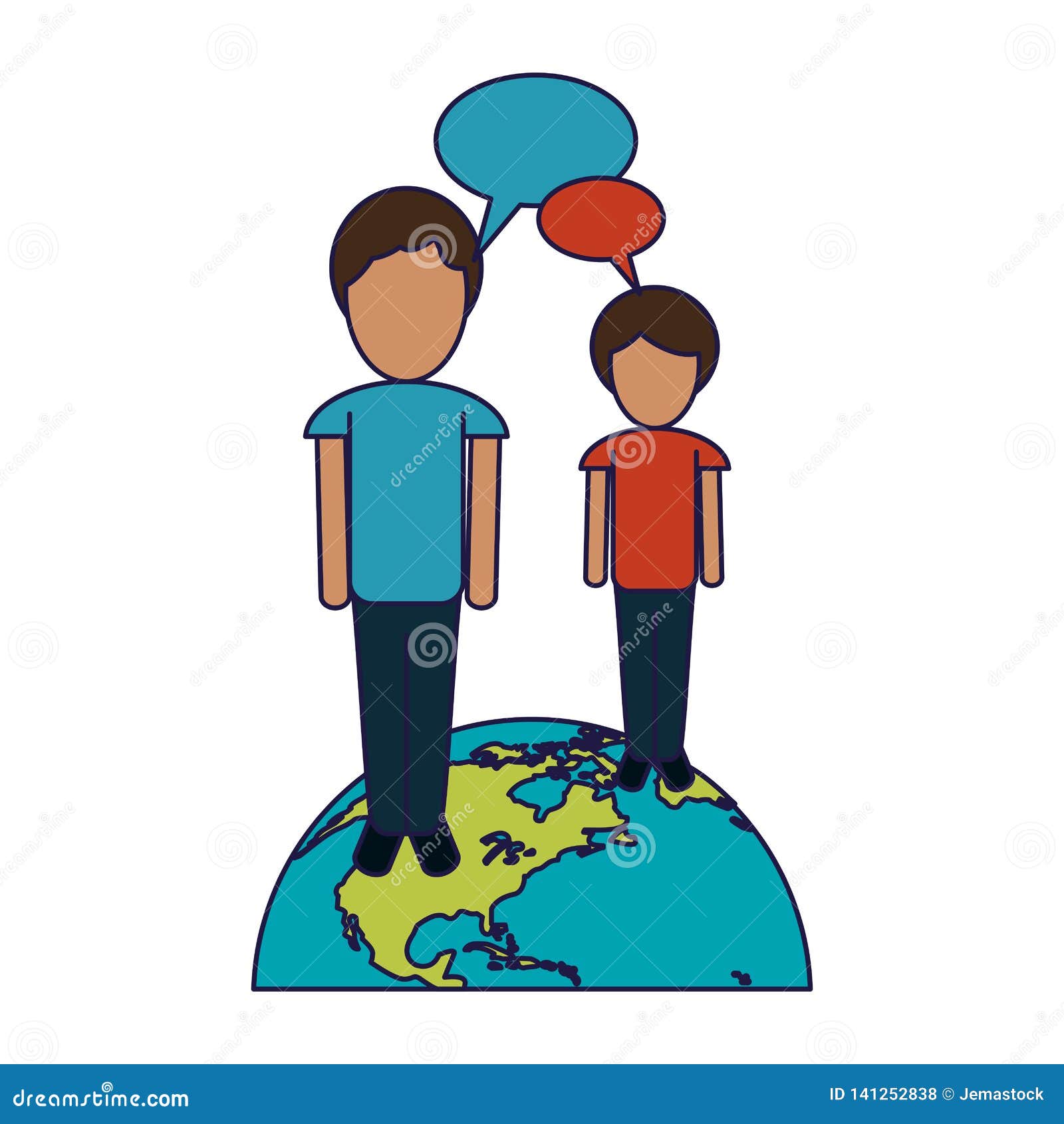 People talking on world stock vector. Illustration of model - 141252838