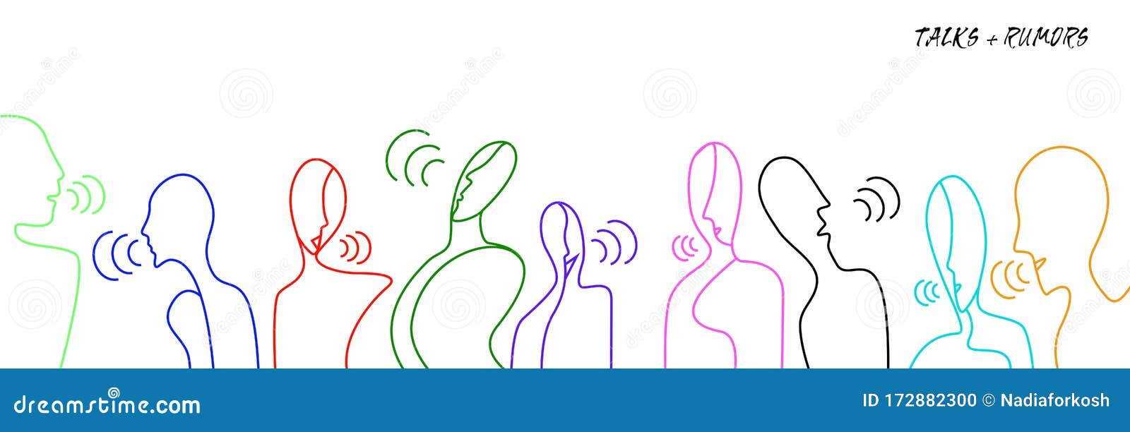 People Talks Concept, Crowd of Vivid Colored People Connected with One ...