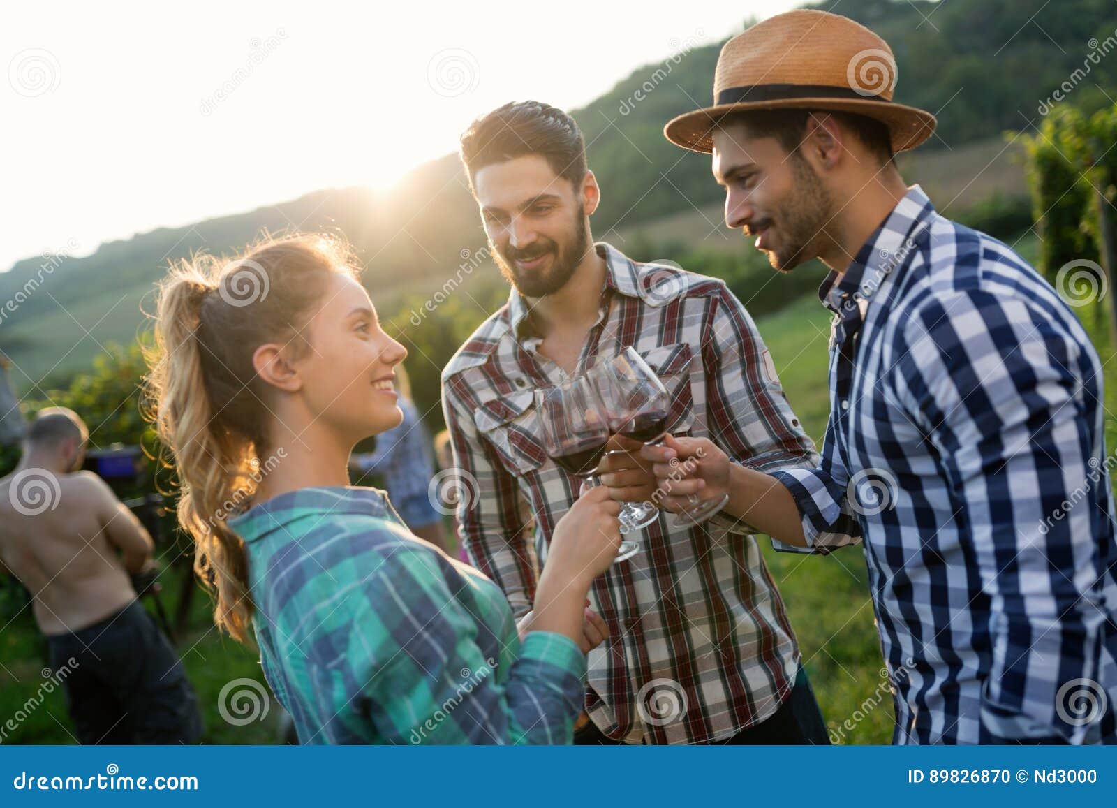 People Tasting Wine in Vineyard Stock Photo - Image of nature, female ...