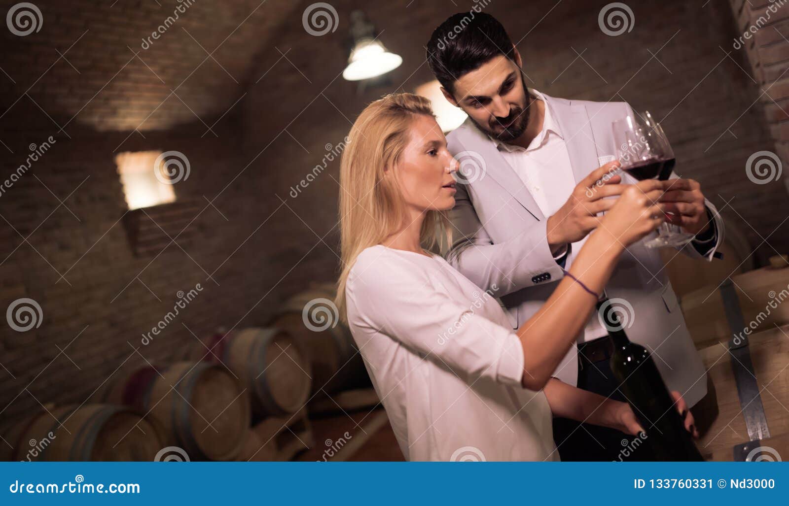 People Tasting Wine in Winery Basement Stock Image - Image of alcohol ...