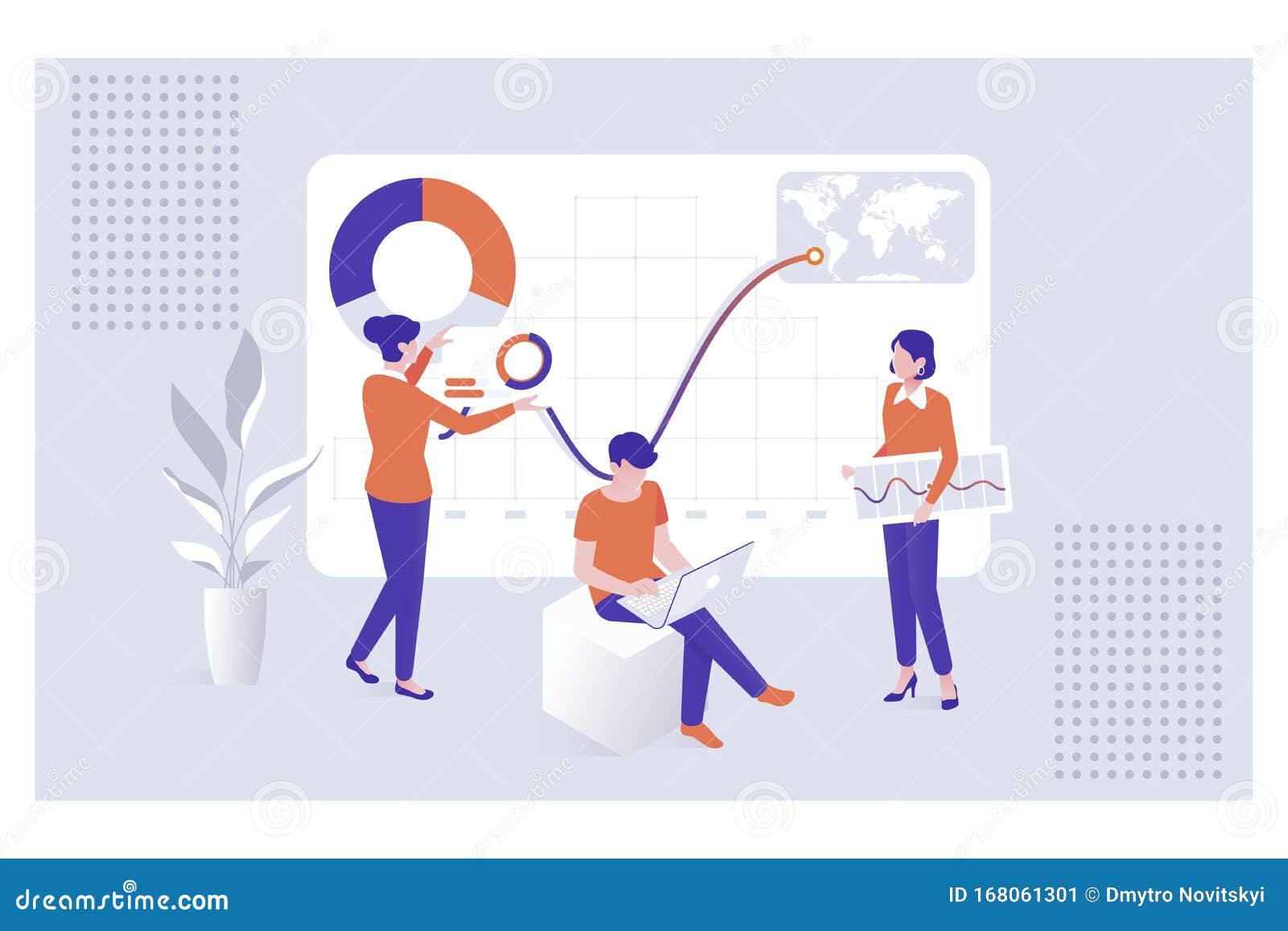 People in the Team Analyze Diorams and Graphics. Data Visualization ...