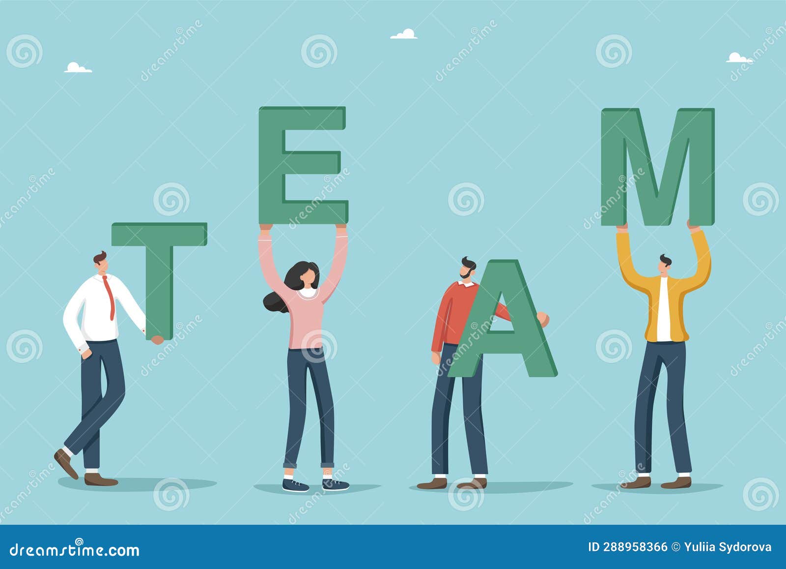 People with team letters stock vector. Illustration of competition ...