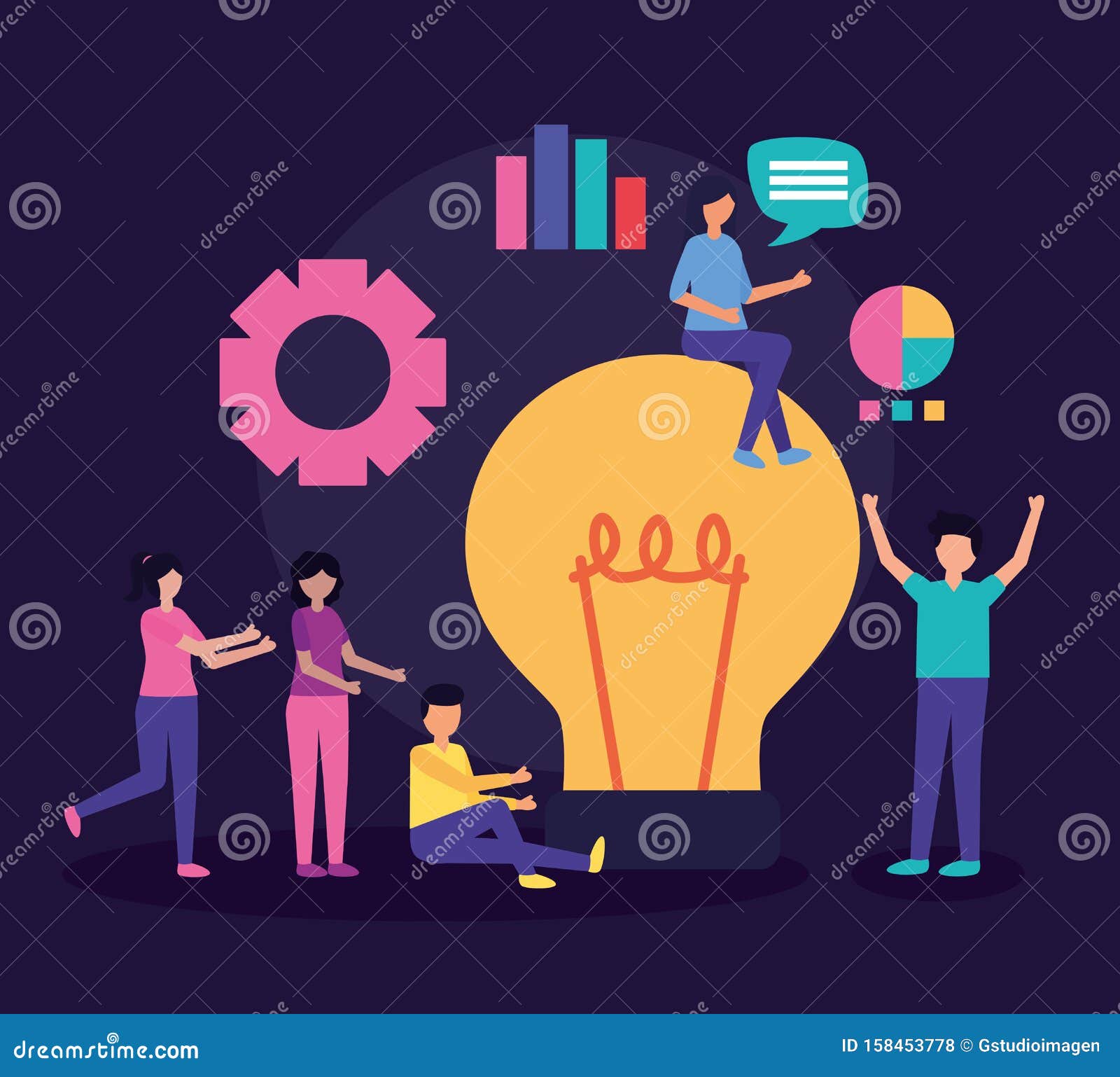 People Teamwork Flat Design Image Stock Illustration - Illustration of ...