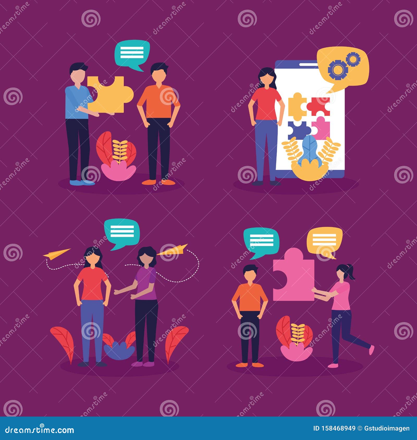 People Teamwork Flat Design Image Stock Illustration - Illustration of ...