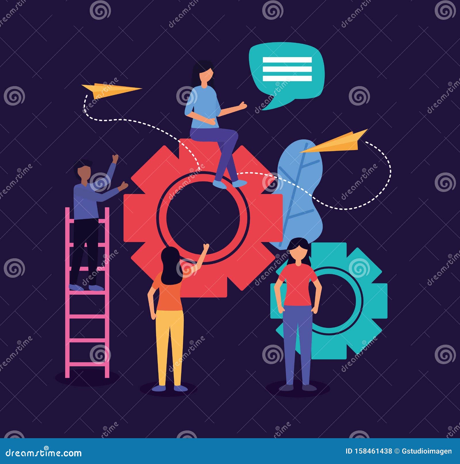 Teamwork As Stairs To Reach Out To The Heavenly Gate For Reward ...