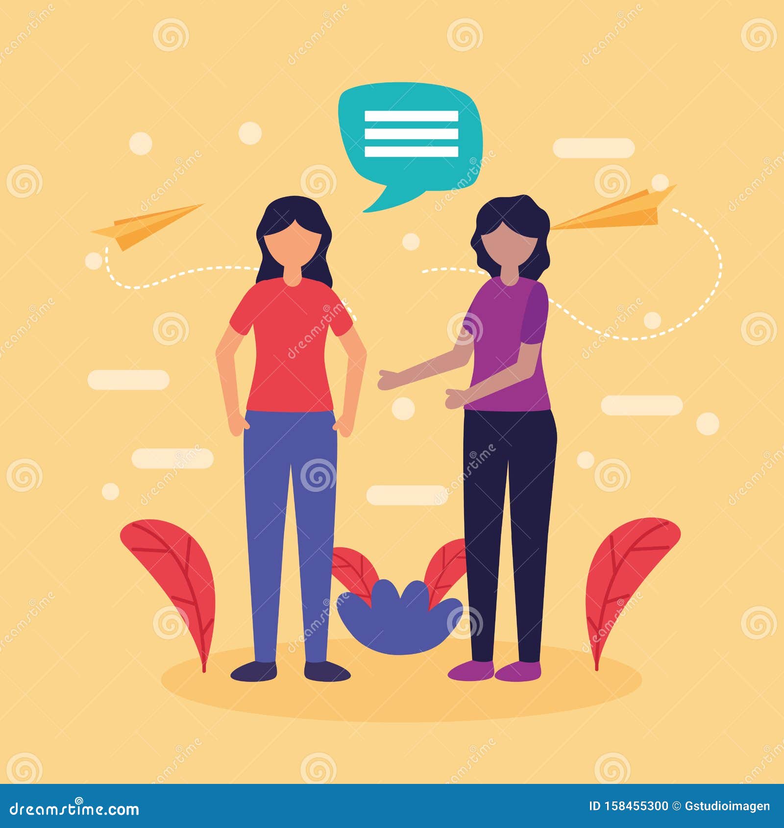 People Teamwork Flat Design Image Stock Illustration - Illustration of discussion, message ...
