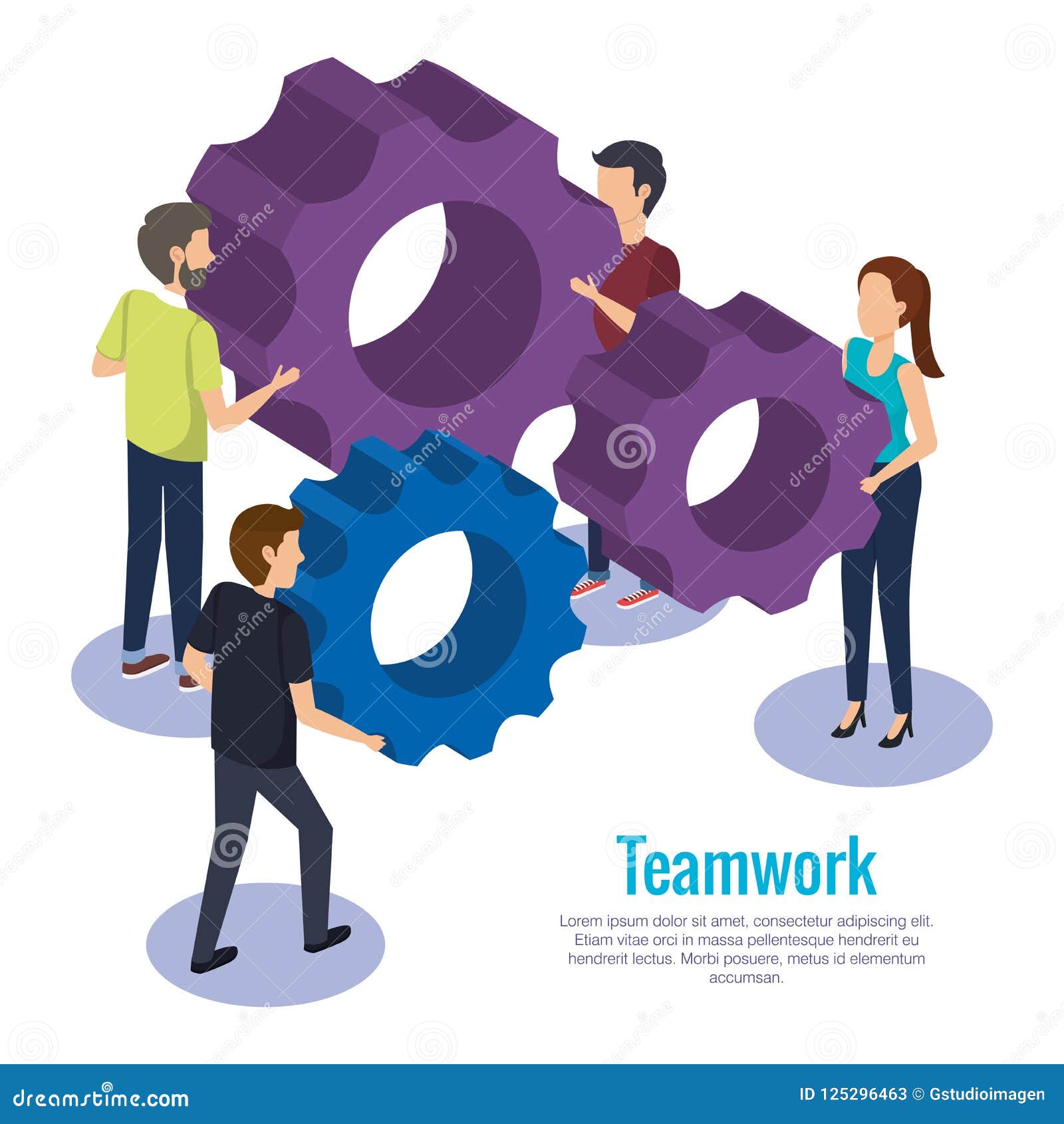 People teamwork with gears stock vector. Illustration of graphic ...