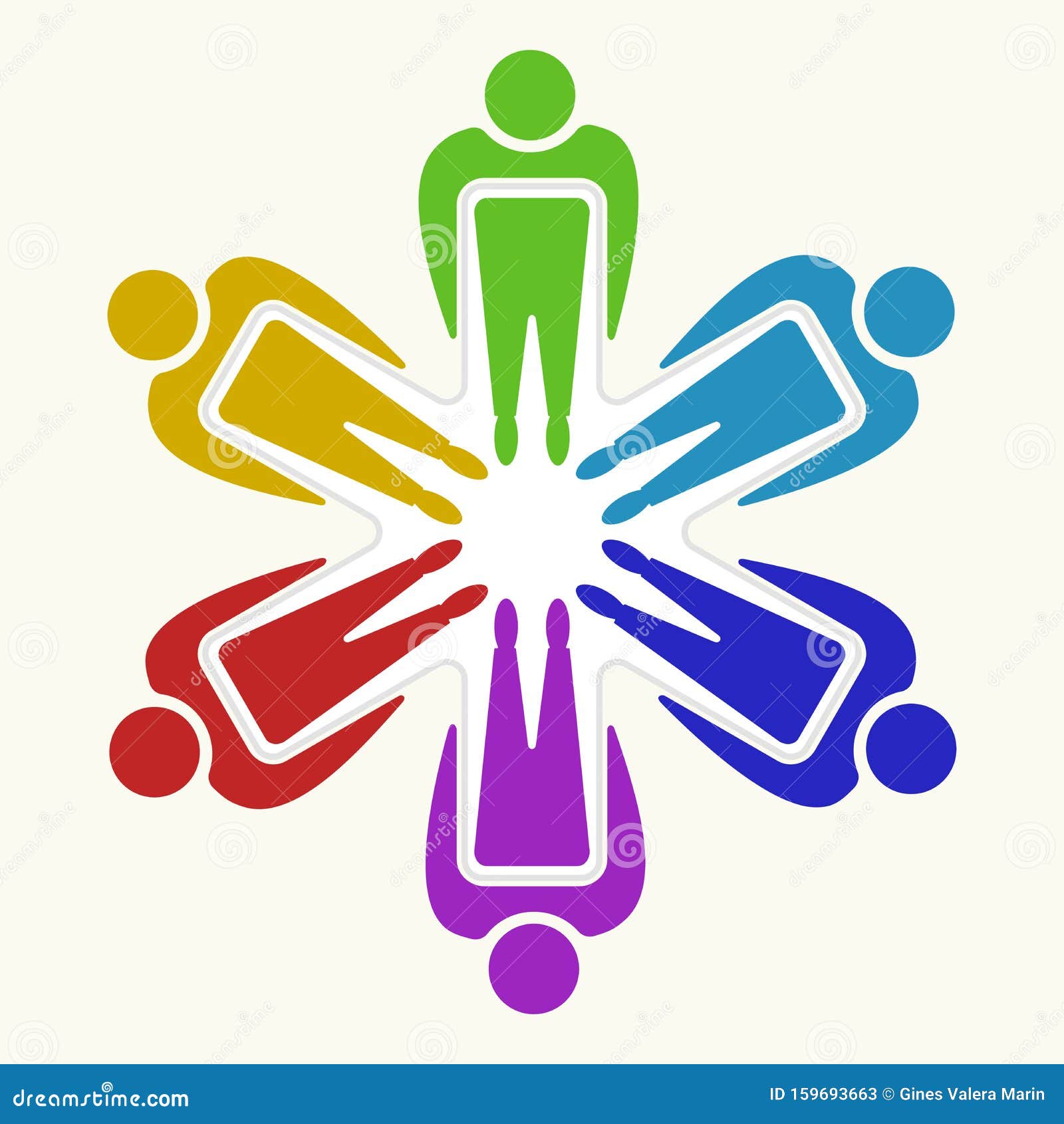 People Teamwork Icon Into A Star Or Asterisk. Cartoon Vector ...