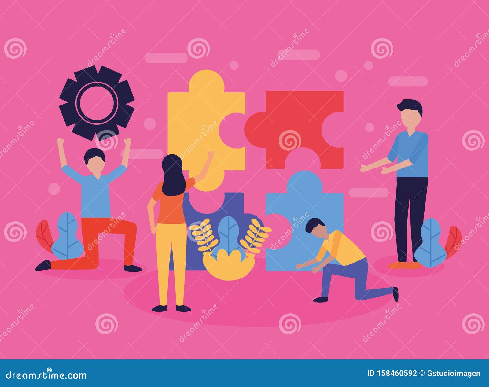 Teamwork Puzzles Bubbles Stock Illustration | CartoonDealer.com #5535250