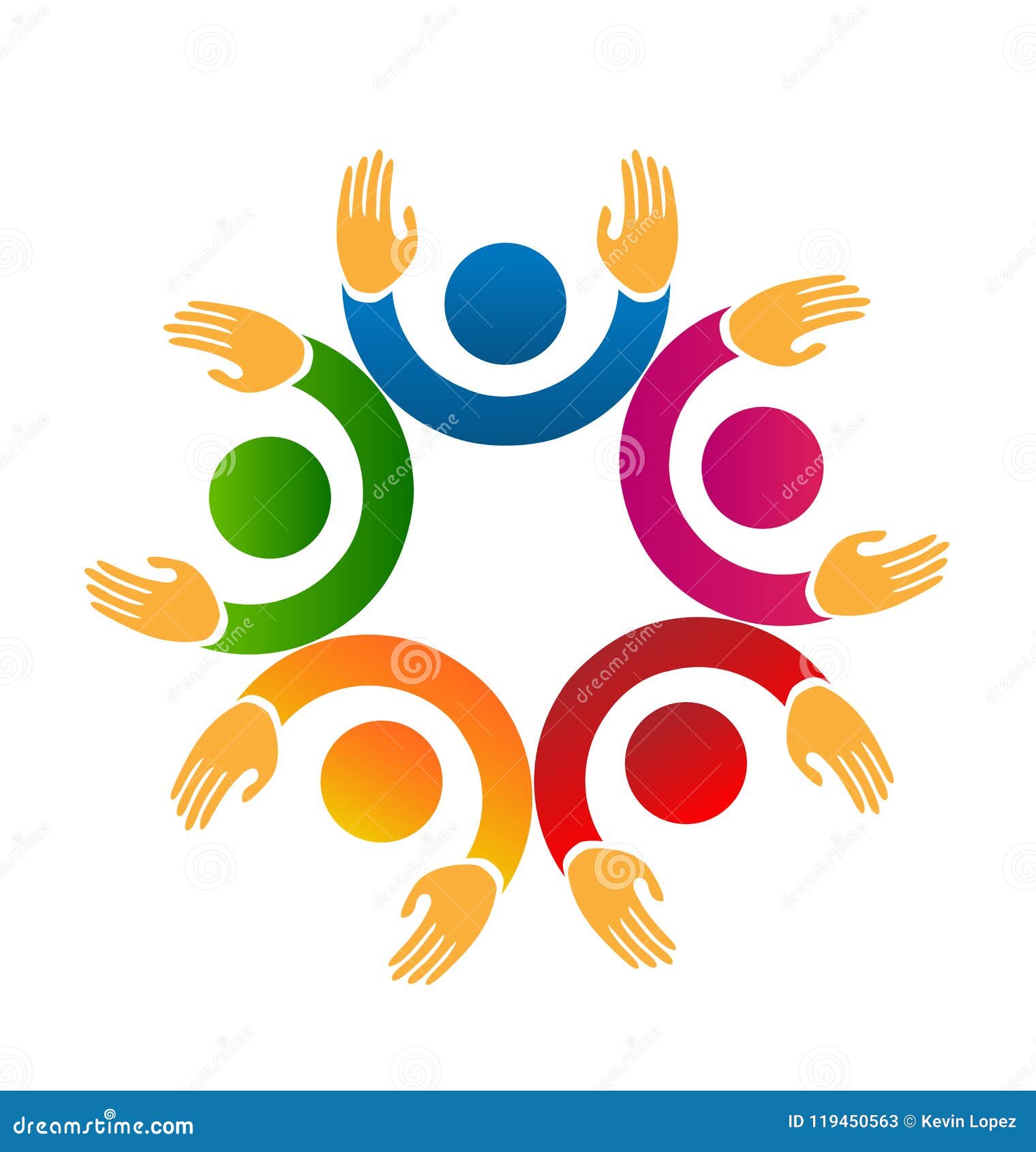 People Teamwork with Raising Hands, Icon Vector Stock Vector ...